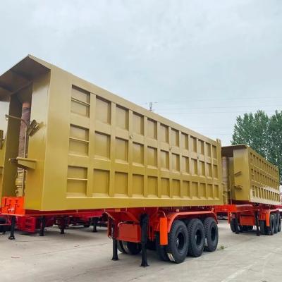 China 80 Ton 3 4 Axle Rear Tilt Trailer with 12 Tires and ABS Anti-lock Braking System for sale