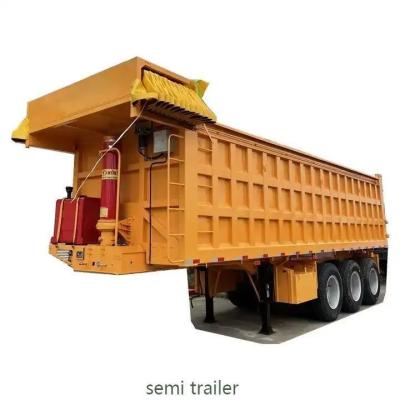 China Flatbed 3axles 35m3 End Dump Tipper Semi Trailer with 12 Tires Tire Number 12 for sale