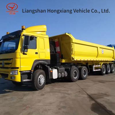 China 2 Axle Hydraulic Grain Rear End Dump Tipper Semi Trucks Trailer 50T Load Capacity for sale