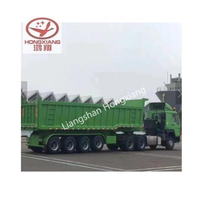 China 60 Ton Flatbed Semi Trailer Suitable for Livestock Cattle Sheep Chicken Transport for sale