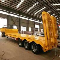 China Self-dumping 3 Axles Lowbed Semi Truck Trailer 50ton Max Payload for Heavy Duty Transport for sale