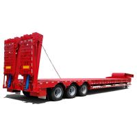 China Self-dumping 3 Axles Lowbed Semi Truck Trailer 50ton Max Payload for Heavy Duty Transport for sale