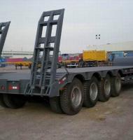 China Self-dumping 3 Axles Lowbed Semi Truck Trailer 50ton Max Payload for Heavy Duty Transport for sale