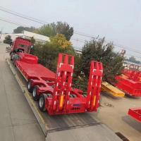 China Hydraulic 4 Axle 60ton Gooseneck Low Boy Low Bed Trailer 100 Ton Lowboy Semi Trailer for sale
