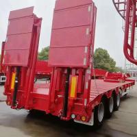 China Low Bed Semi Trailer with Ramp 4 3 Axles 40FT 100t Heavy Duty Flatbed Lowboy Truck Trailer for sale