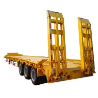 China 13t Axle 4 Axle Low Bed 120 Tons Lowbed Truck Semi Trailer for Construction Machinery for sale