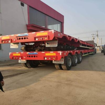China 2 Axles 30 Tons Low Bed Chasis Low Flatbed Semi Trailer with Two Speed Landing Leg for sale