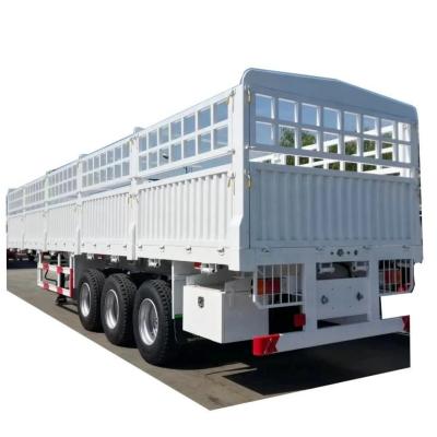 China Poultry Animal Transport Cattle Sheep Livestock Semi Trailer Fence Flatbed Truck Trailer for sale