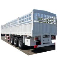 China 1 40 Tons 4 Axles Steel Bike One Wheel Caged Tipper Box Van Fence Container Cargo Trailer for sale