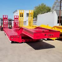 China 3 4 Axle Low Loader Bed Deck Gooseneck Flatbed Container Transport Lowbed Truck Trailer for sale