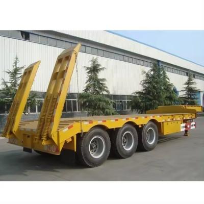 China Van-type 3 Axle 40 FT Flat Half Low Bed Loader Hook Board Transport Trailer in Uzbekistan for sale