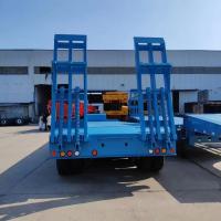 China Van-type 3 Axle 40 FT Flat Half Low Bed Loader Hook Board Transport Trailer in Uzbekistan for sale