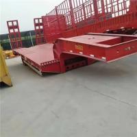 China Van-type 3 Axle 40 FT Flat Half Low Bed Loader Hook Board Transport Trailer in Uzbekistan for sale