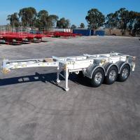 China Iron 3 Axles 60 T Container Chassis Trailer Flat Bed Trailer Steel Truck Trailers Mobile Makeup Truck Trailer for sale