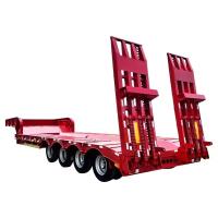China Iron 3 Axles 60 T Container Chassis Trailer Flat Bed Trailer Steel Truck Trailers Mobile Makeup Truck Trailer for sale