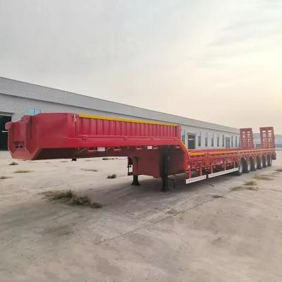 China 80t Low Bed Semi Trailer with Mac Pherson Type Suspension and Detachable Gooseneck for sale
