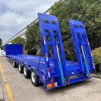 China 3 Axle 4 Axle Low Bed Trailer Lowboy Semi Truck Trailer for Heavy Duty Equipment Transport for sale