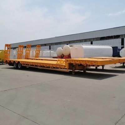 China Low Bed Truck Trailer 3 4 Axle Heavy Duty 60 80 100 Ton Gooseneck Low Loader Trailer for sale
