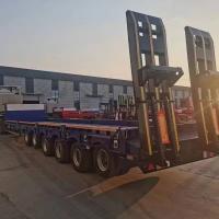China 3-Axis Low Bed Truck Semi-Trailer with Not Self-dumping Feature and from Manufacturers for sale