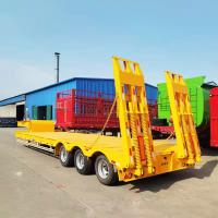 China Truck Trailer Flatbed Trailer 3 Axles Container Carrier Truck 60tons 13m Tire 12r22.5 for sale