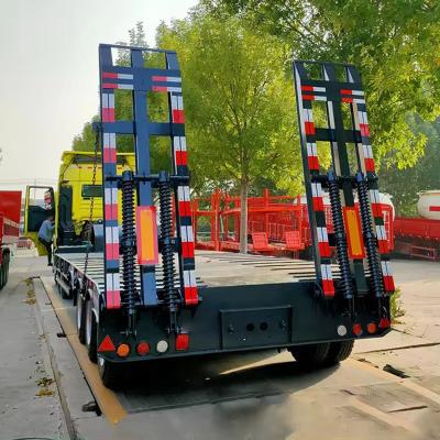 China Tire Number 12 Extendable 3 Axle Low Bed Trailer Dual Hydraulic Lowbed Semi Truck Trailer for sale