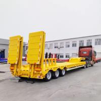 China Tire Number 12 Extendable 3 Axle Low Bed Trailer Dual Hydraulic Lowbed Semi Truck Trailer for sale