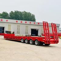 China 4/3 Axle Flatbed Truck Trailer with Mac Pherson Suspension Type and Customized Steel Bed for sale