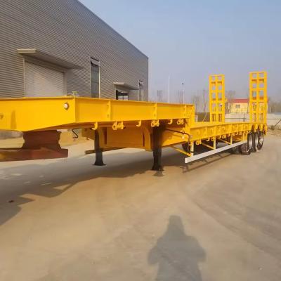 China Mac Pherson Suspension 80t Container Chassis Loader Low Boy Trailer for Heavy Hauling for sale