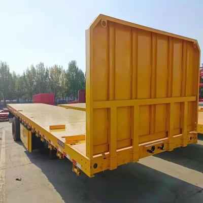 China 50ton Low Bed Flatbed Trailer 3 Axle Flatbed Low Semi-Trailer 1 Year After-sales Service for sale