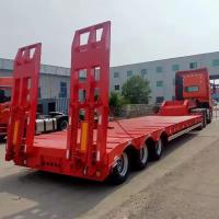 China 12 Tire 4 Axles 60 Tons Large Extendable Lowbed Trailer Removable Gooseneck Lowboy Trailer for sale