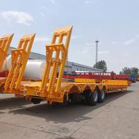 China 12 Tire 4 Axles 60 Tons Large Extendable Lowbed Trailer Removable Gooseneck Lowboy Trailer for sale