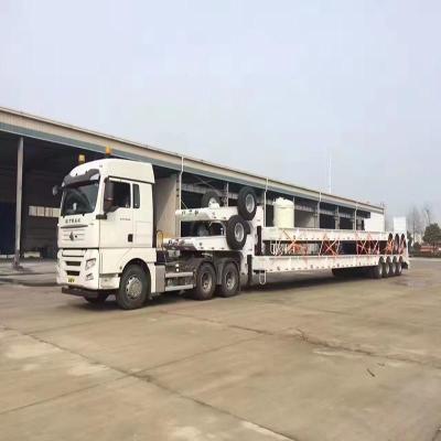 China 60 Ton 40 Ton 3 Axles 40 FT 45 FT Low Flatbed Flat Bed Container Semi Truck Trailer for sale