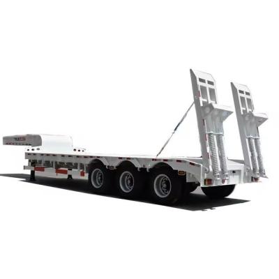China 80 Ton 4 Axle Gooseneck Semi Truck Trailer Lowbed Semi Trailer with Customization for sale