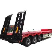 China 3 Axles 40 FT Flatbed 50 Ton Low Flatbed Semi Container Shipping Trailer with Design for sale