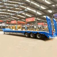 China Heavy Duty 3 Axis 4 Axle 60 80 Tons Gooseneck Low Loader Low Bed Lowboy Truck Semi Trailer for sale