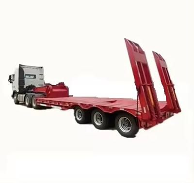 China 60ton 80ton 100ton Hydraulic Gooseneck Lowbed Lowboy Low Bed Loader Trucks Semi Trailer for sale