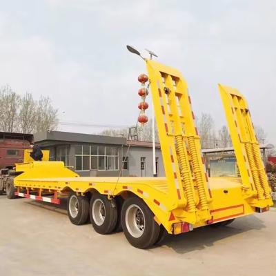 China 80 Tons Detachable Goose Neck Low Loaders Lowboy Semi Trailer with Heavy Duty Grade for sale