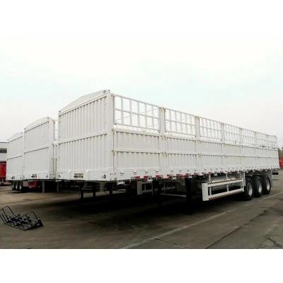 China Self-dumping 3 Axles 4 Axles Bulk Cargo Fence Cargo Side Wall Semi Trailer 50-80 Tons for sale