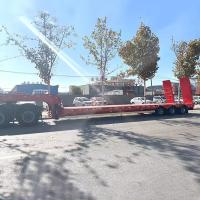 China 40 FT Flat Half Low Bed Loader Hook Board Transport Trailer with Tread 1820mm Flatbed for sale