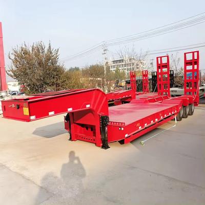 China 10 Tire Number Iron 3 Axle Flatbed Semi Trailer Semi Truck Trailers Lowbed Semitrailer for sale