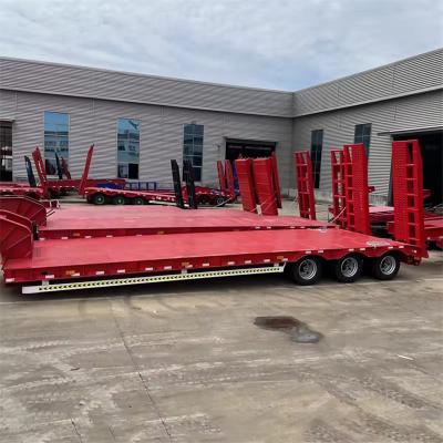 China Manual Landing Leg 60-80 Ton Lowboy Semi Trailer with Dolly 3 4 5 Axle 1820mm Tread for sale