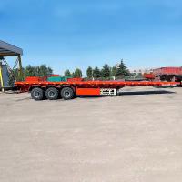 China Low Bed Truck Trailer Lowboy Flatbed Truck Iron Tread 1820mm Heavy Duty 3 Axles 100t for sale