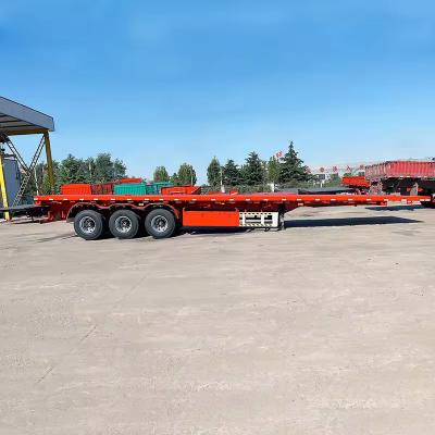 China Low Bed Truck Trailer Lowboy Flatbed Truck Iron Tread 1820mm Heavy Duty 3 Axles 100t for sale