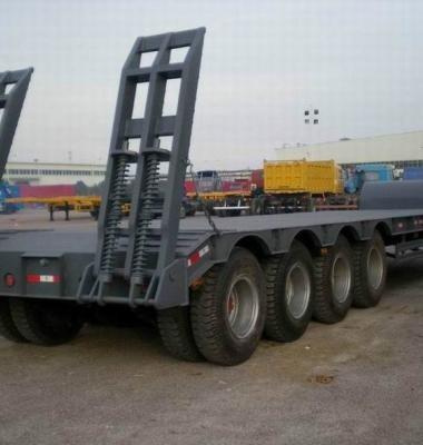 China 12m Flatbed Flat Bed Cargo Semi Trailers with 3 Axles Gooseneck Transport Low Bed for sale