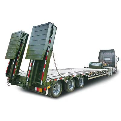 China Tire 12r22.5 3 Axle 40 FT Flatbed Semi Truck Trailer for Iron Container Transportation for sale