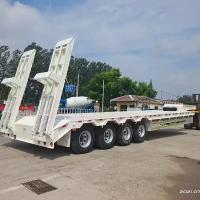 China Trailing Arm Type Suspension Lowbed Trailer 50 60 Ton Gooseneck Lowboy Semi Truck for sale