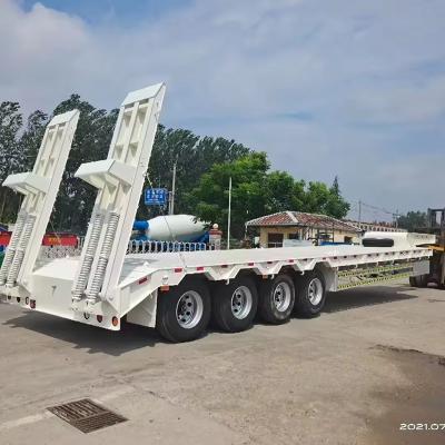 China Trailing Arm Type Suspension Lowbed Trailer 50 60 Ton Gooseneck Lowboy Semi Truck for sale