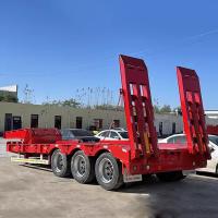 China Trailing Arm Type Suspension Lowbed Trailer 50 60 Ton Gooseneck Lowboy Semi Truck for sale