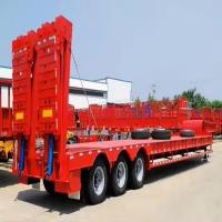 China 3axles Container Flatbed Trailer 20-60 Feet Flatbed Semi-Trailer with 28t Landing Leg for sale