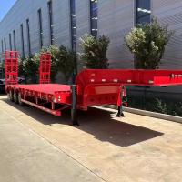 China 3axles Container Flatbed Trailer 20-60 Feet Flatbed Semi-Trailer with 28t Landing Leg for sale